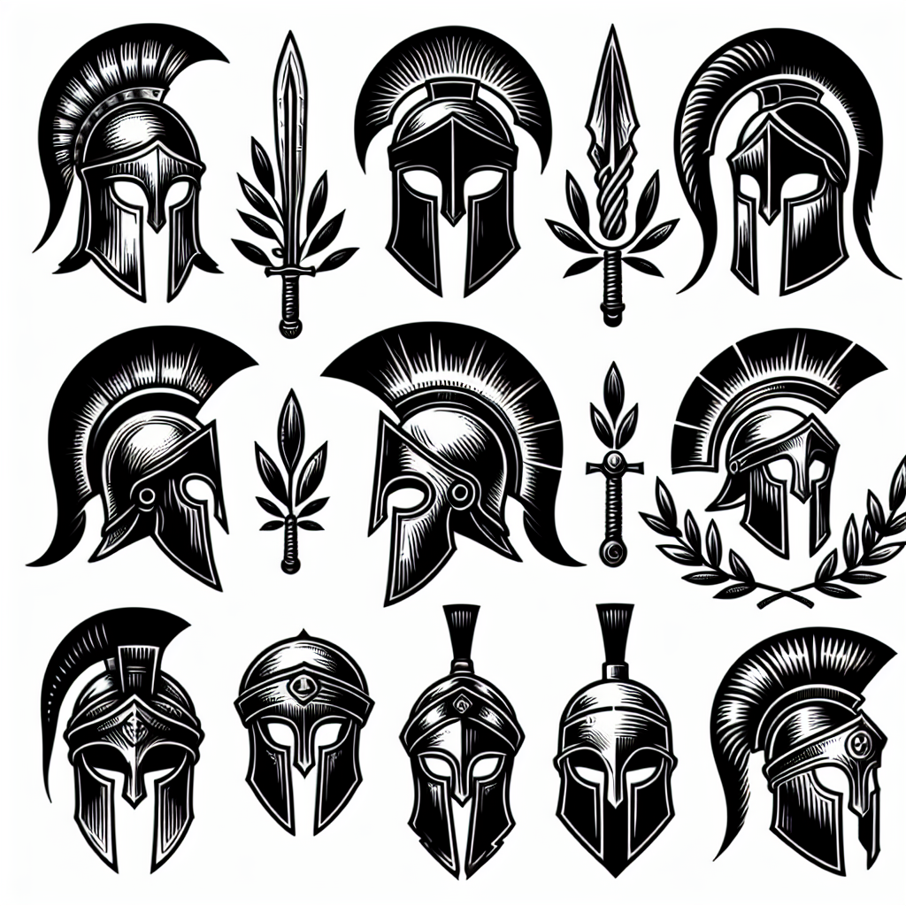 Simple spartan helmet tattoo - Bronctattooaus.com