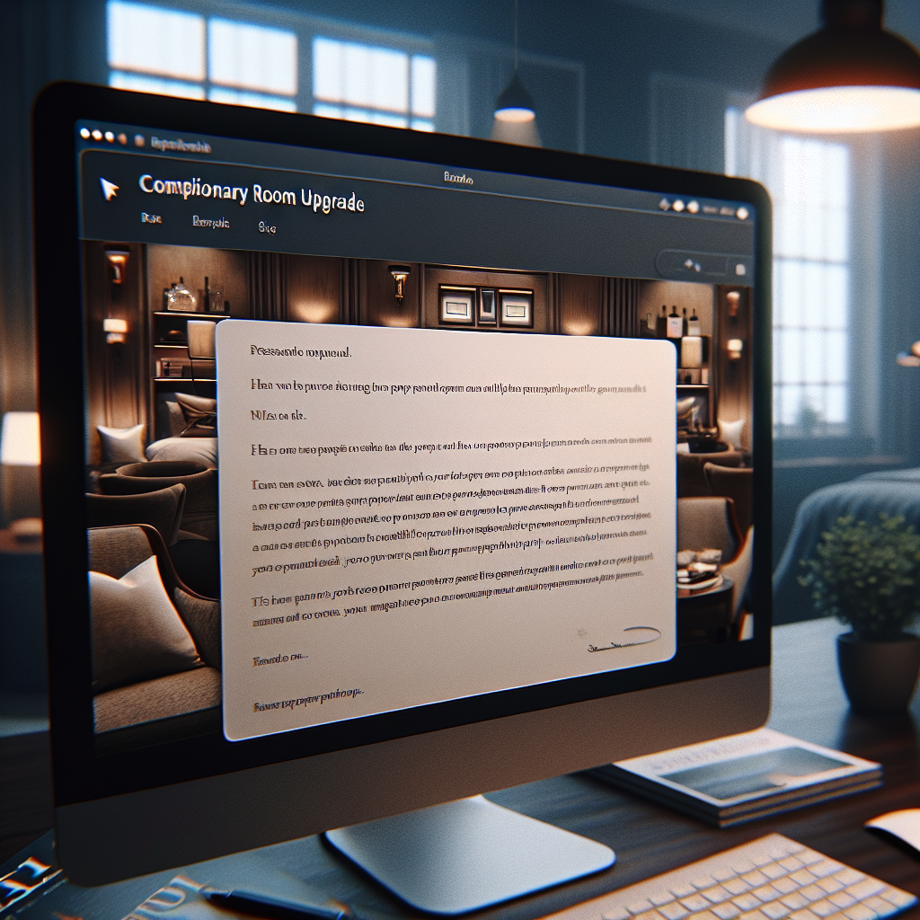 Best Hotel Upgrade Email Template | Vondy