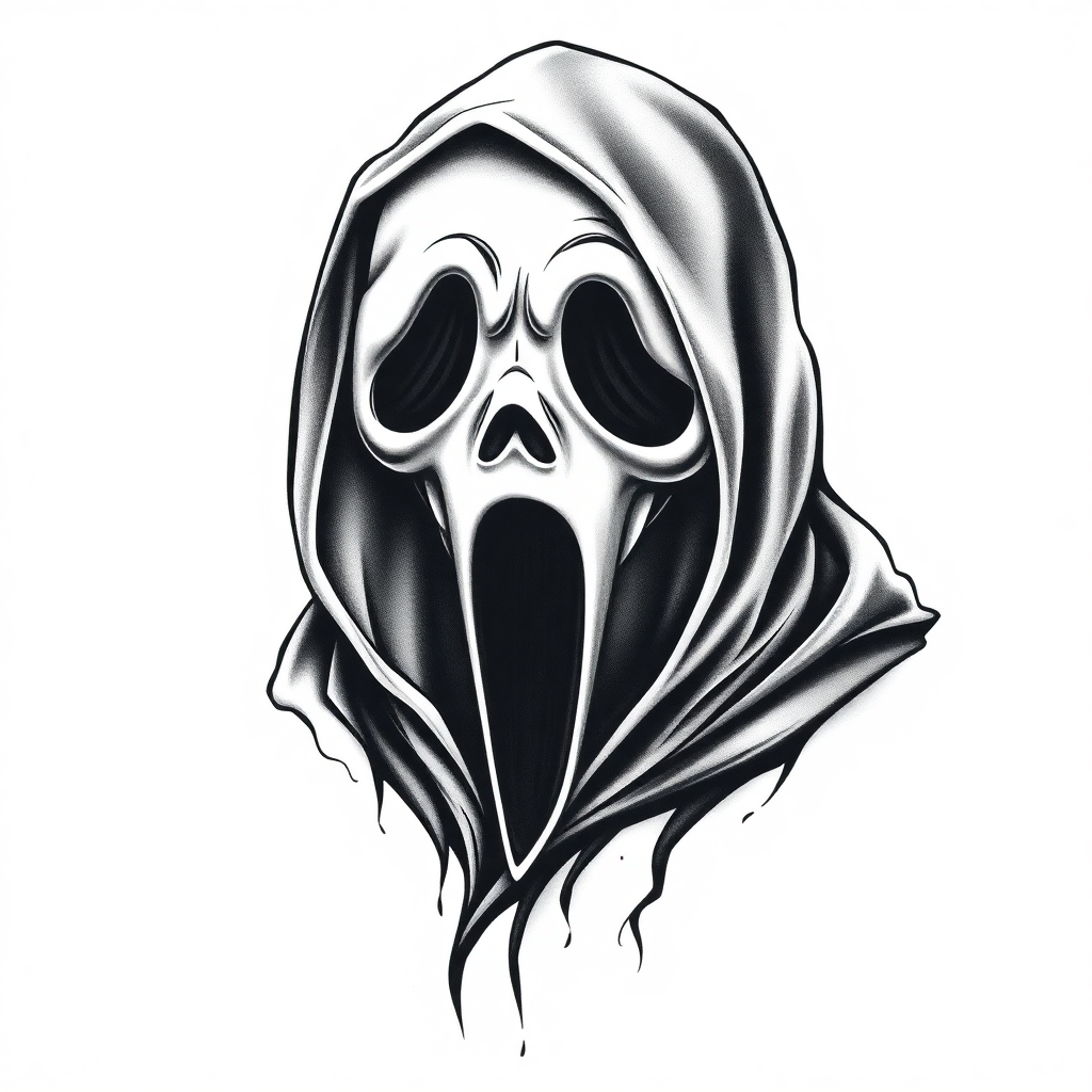 Realistic ghostface tattoo - Eagleviewtattoo.com