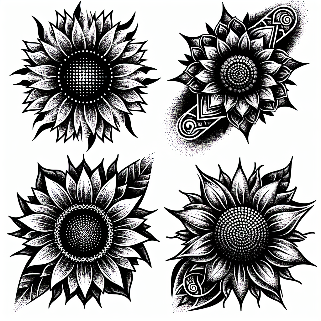 Best Stipple Sunflower Tattoo Generator | Vondy