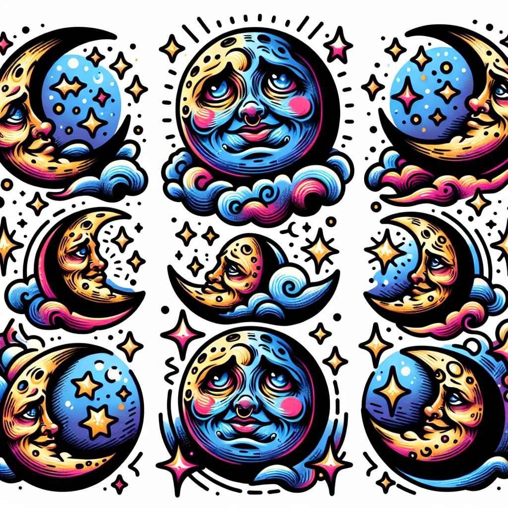 Best New School Moon Tattoo Generator | Vondy
