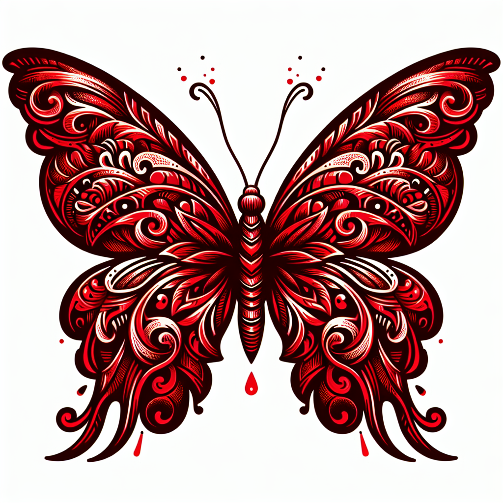 Butterfly tattoo red ink - Eagleviewtattoo.com