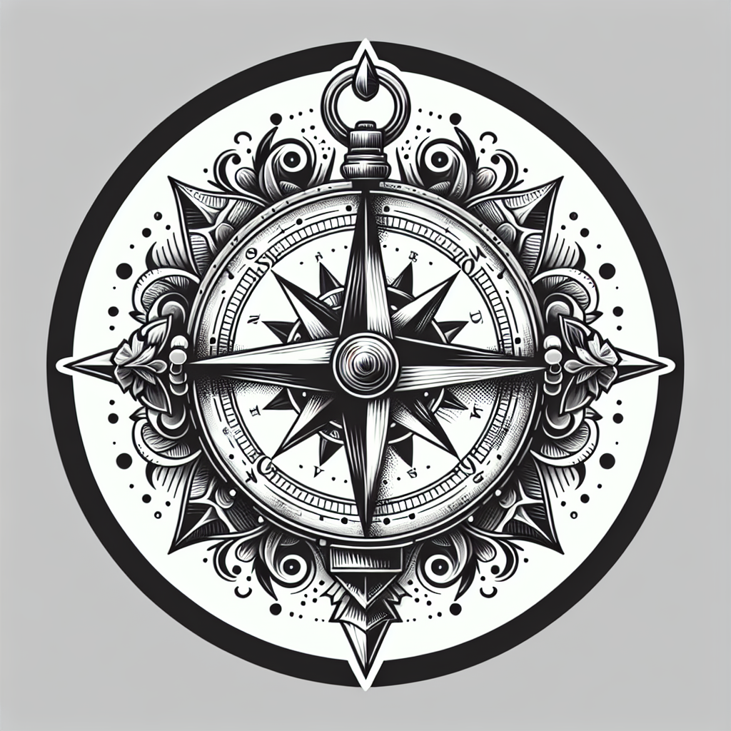 Best Black And Grey Compass Tattoo Generator | Vondy