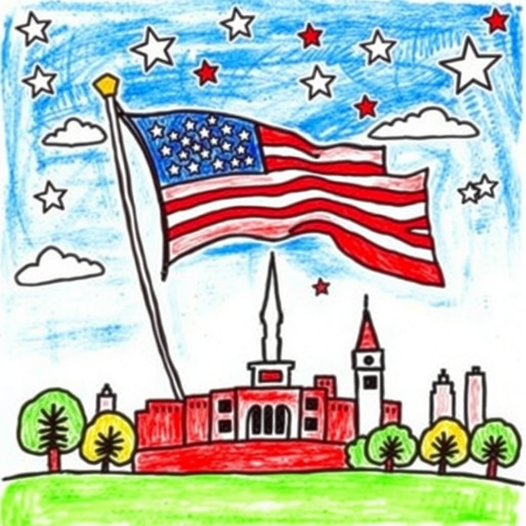Patriotic Drawing Ideas 4th Amendment Drawing Ideas Stock