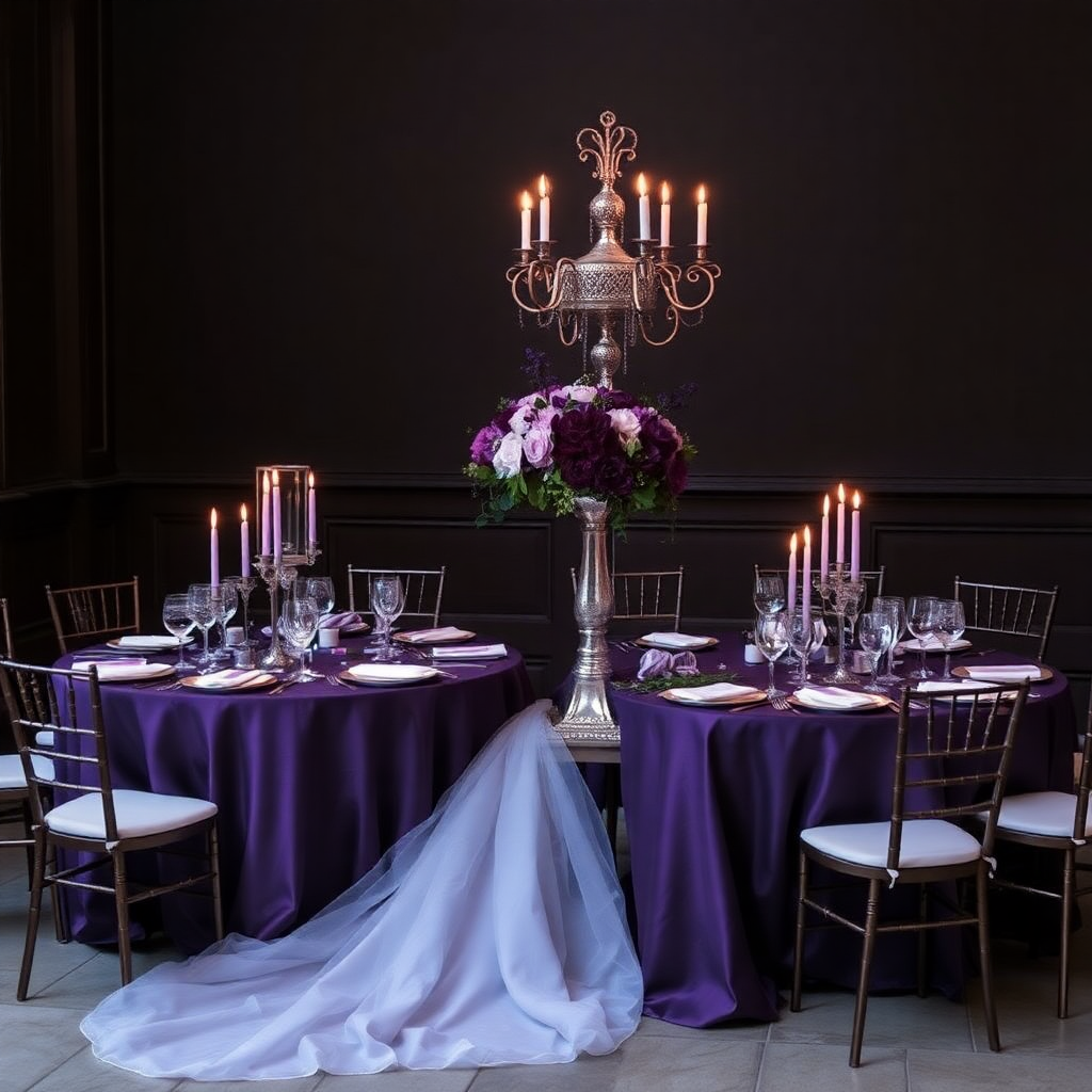 Purple And Silver Wedding Party