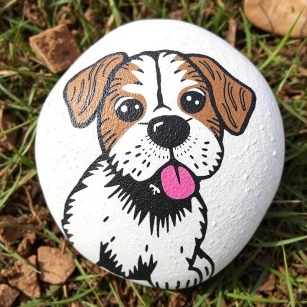Painted Rock Animals Dogs Artisan Painted Rock | Puppy Dog By The Moon